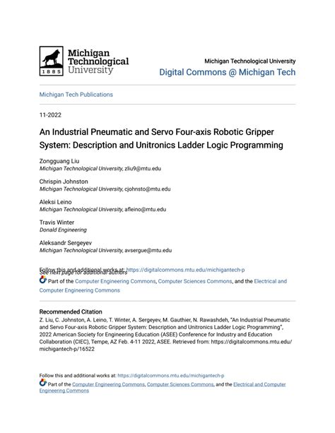 Pdf An Industrial Pneumatic And Servo Four Axis Robotic Gripper
