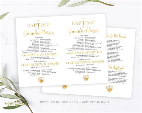 LDS Baptism Program - Minimalist - Customizable Template - Corjl Editing - Instant Download ...