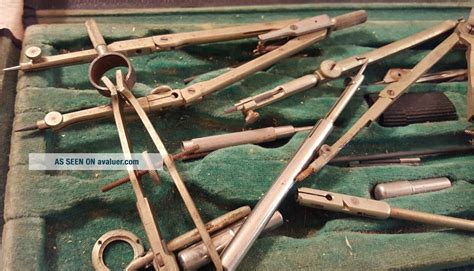 Assortment Of Vintage Drafting Tools Compass Germany Usa Case 4528184