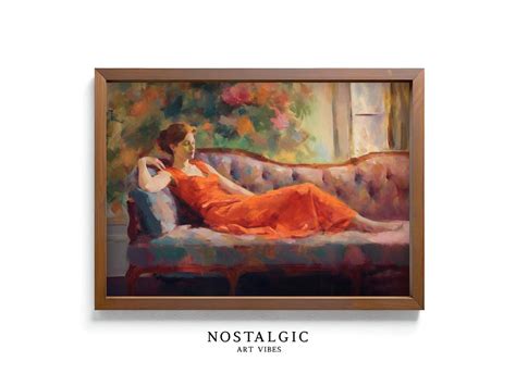 Digital Download Woman Sleeping On Couch Impressionist Vintage Woman