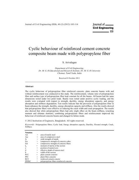 Cyclic Behaviour Of Reinforced Cement Concrete Composite Beam