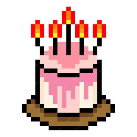 Premium Vector Birthday Cake In Pixel Art Style
