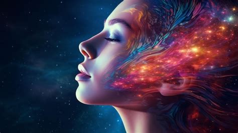 Premium Photo Woman Portrait Bright Colorful Abstraction Neural Network Ai Generated Neural