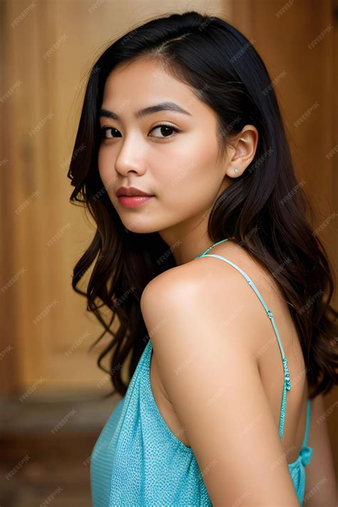 Premium Photo Pretty Petite Asian Woman In A Turquoise Blouse
