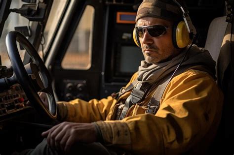 Premium Photo Grader Operator Wearing Protective Gear While Working