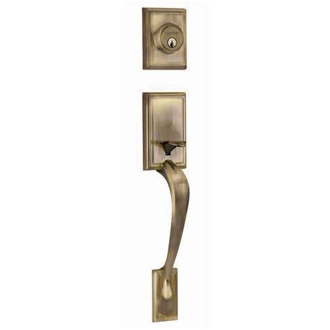 Kwikset Liberty Antique Brass Single Cylinder Door Handleset With Olympus Door Knob 687lbxos 5
