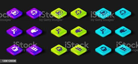음성 버블 채팅 사용자 그룹 검색을 위한 돋보기 남자 머리 사냥 및 계정 화면 아이콘 만들기를 설정합니다 벡터 3차원 형태에 대한 스톡 벡터 아트 및 기타 이미지 Istock