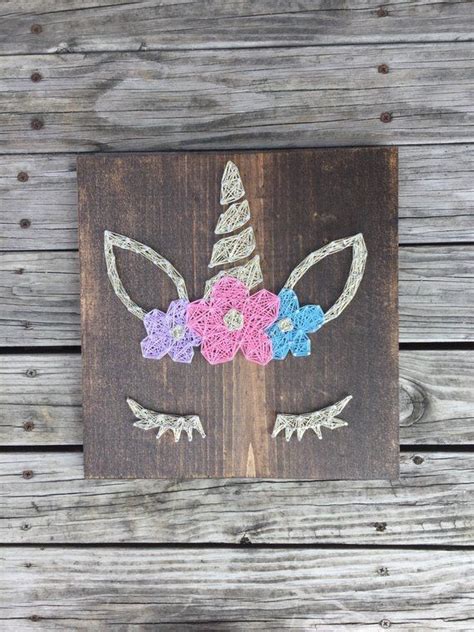 Unicorn String Art String Art Unicorn Unicorn Nursery Sign Unicorn Wood Sign Flower Crown