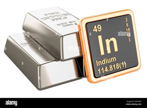 Indium Ingots With Chemical Element Icon Indium In 3d Rendering