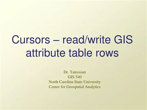 Ppt Efficient Gis Data Handling With Cursors In Arcgis Powerpoint