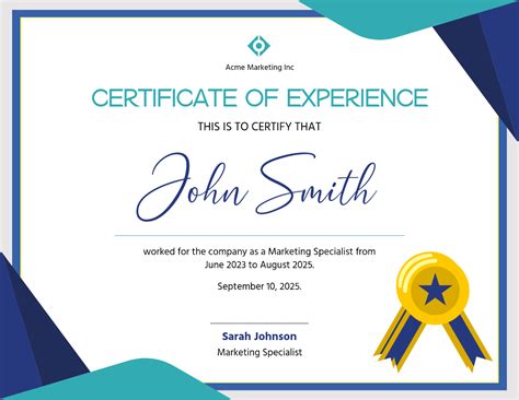 FREE Experience Certificate Templates Experience Certificate Format Doc Free Download For