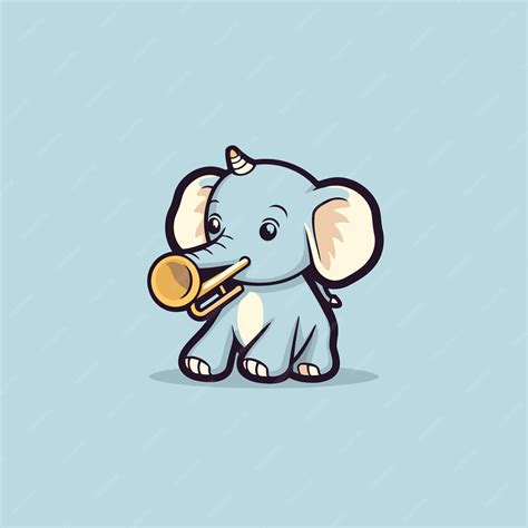 Premium Vector Cute Elephant Playing The Trumpet Vector Illustration