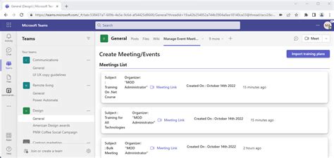 graph bulk meetings code samples microsoft learn