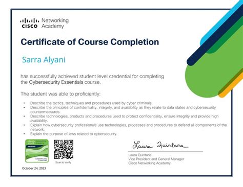 Voici Mon Certificat En Cybersecurity Essentials Avec Cisco Networking