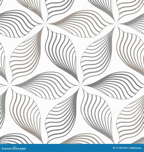 Linear Vector Pattern Repeating Abstract A Linear Leaf Each Circling On Hexagon Shape Stock