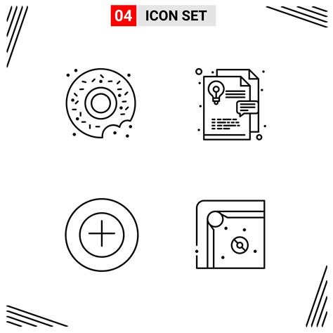 4 Icons Line Style Grid Based Creative Outline Symbols For Website Design Simple Line Icon Signs