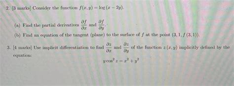 Solved Marks Consider The Function F X Y Log X Chegg
