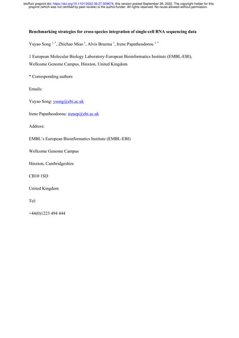 Pdf Benchmarking Strategies For Cross Species Integration Of Single