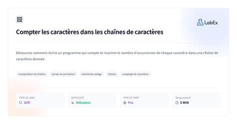 Compter Les Caractères Dans Les Chaînes De Caractères Labex