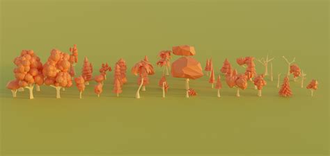 D Pack Of Low Poly Trees With Variants Model TurboSquid
