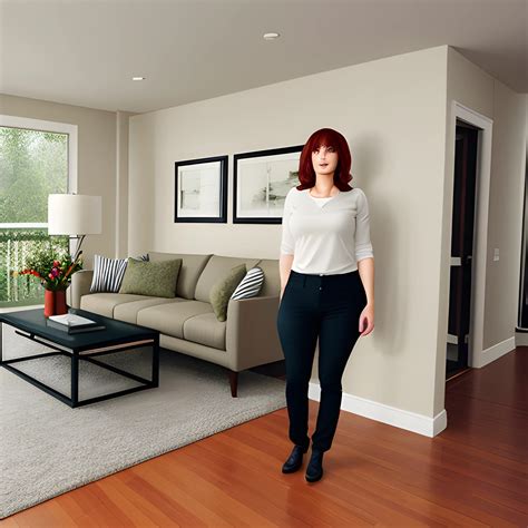 Short Tiny Thin And Skiny Girl With Narrow Straight Hips Standing In Her Living Room Arthub Ai