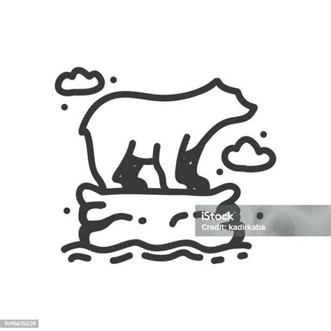 북극 얼음 녹는 선 아이콘 스케치 및 낙서 디자인 픽셀 완벽 편집 가능한 스트로크 로고 기호 기호 지구 온난화 기후 변화 겨울에 대한 스톡 벡터 아트 및 기타 이미지