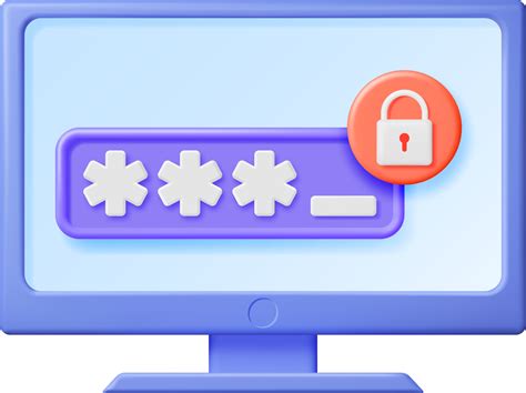 3d Computer With Shield Lock And Password 35714623 Png