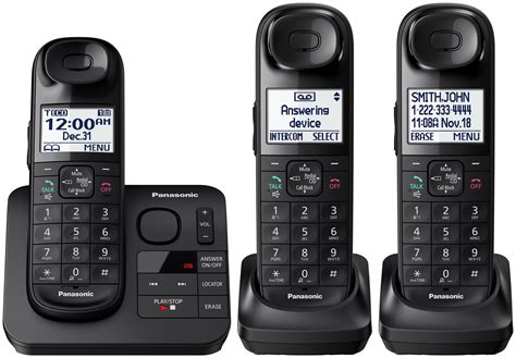 Panasonic KX TG B Black Cordless Phone With Handsets And Answering Machine Walmart Com