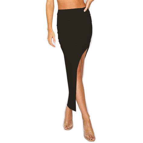 Badu Bg Секси едноцветна пола тип молив с дължина до коляното Дамски модни ластични и