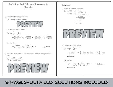 Angle Sum And Difference Trigonometric Identities Tangent And