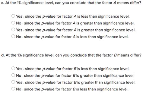 solved a two way analysis of variance experiment with