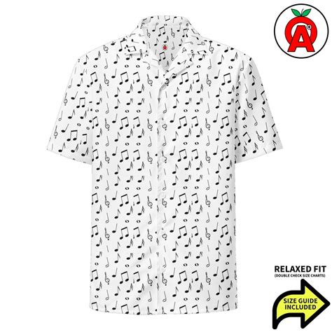 Musical Notes Sheet Pattern Adult Unisex All Over Relaxed Fit Button Up