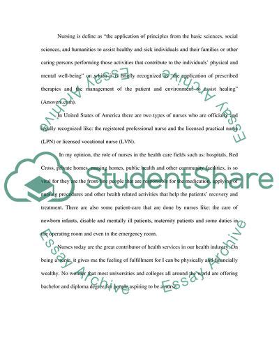 Being A Nurse Admissionapplication Essay Example Topics And Well