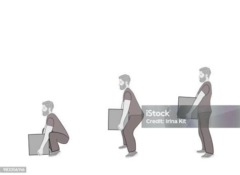 무거운 물체를 안전 하 게 해제 올바른 자세입니다 건강 관리의 그림입니다 벡터 일러스트 레이 션 아이콘에 대한 스톡 벡터 아트 및 기타 이미지 Istock