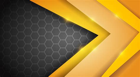 Abstract Vector Yellow Geometric Background Overlapping Black Hexagon