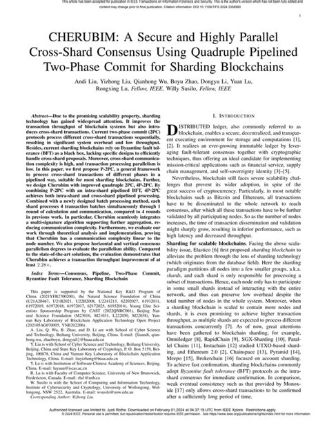 Cherubimasecureandhighlyparallelcross Shardconsensususingquadruplepipelinedtwo Phase