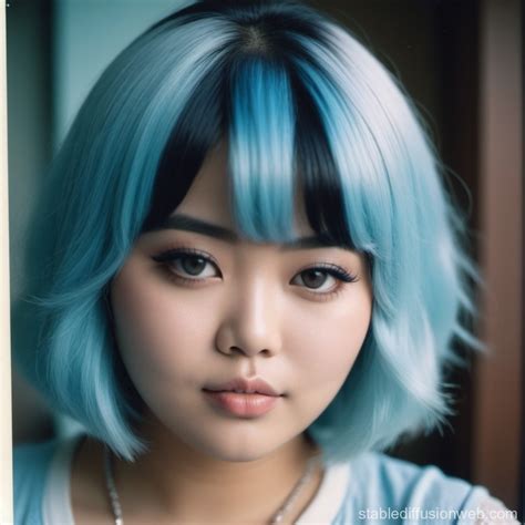 Pastel Blue Haired Thai Woman With Wolf Cut Stable Diffusion Online