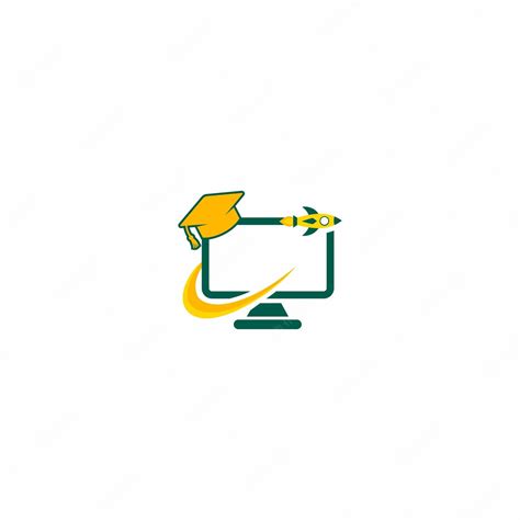 premium vector computer screen logo design with bachelor cap