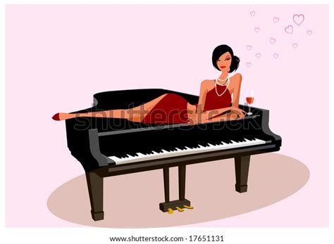 Beautiful Sexy Girl On Piano Valentines Stock Illustration 17651131