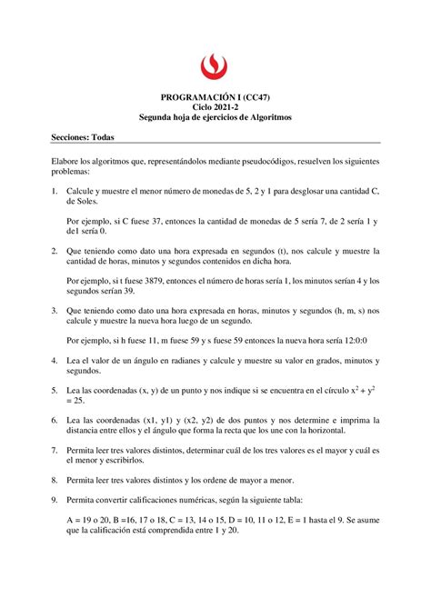 Hoja 1 Ejercicios De Algoritmos Pseint Docsity