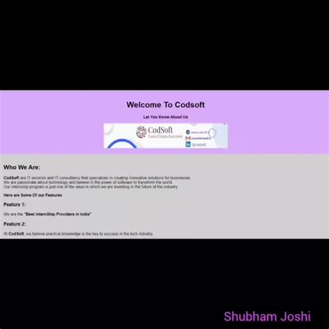 [video] shubham joshi on linkedin codsoft internship task 1