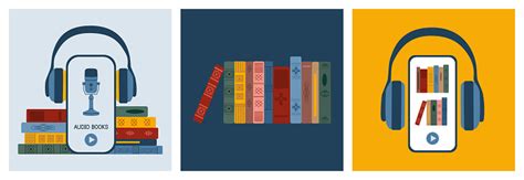 오디오 북 세트입니다 디지털 문학을 듣기위한 온라인 응용 프로그램 또는 미디어 플레이어 인터넷 서점 가상 교육 0명에 대한 스톡 벡터 아트 및 기타 이미지 Istock