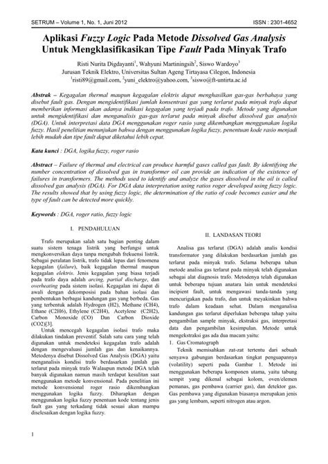 Pdf Setrum Aplikasi Fuzzy Logic Pada Metode Dissolved Gas Dokumentips