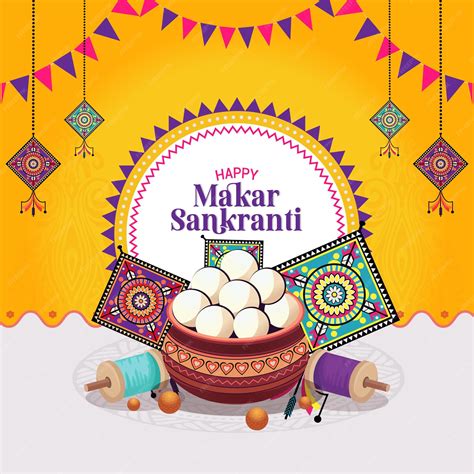 Happy Makar Sankranti Festival Greeting Background Template Design