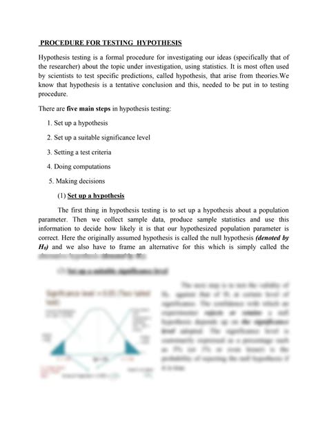Solution Procedure For Testing Hypothesis Studypool