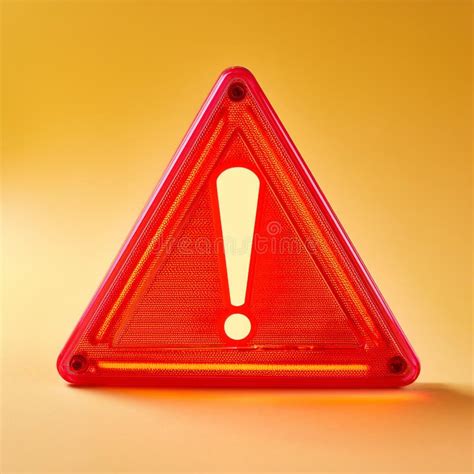 Glowing Neon Red Triangle Sign With Exclamation Point Warning