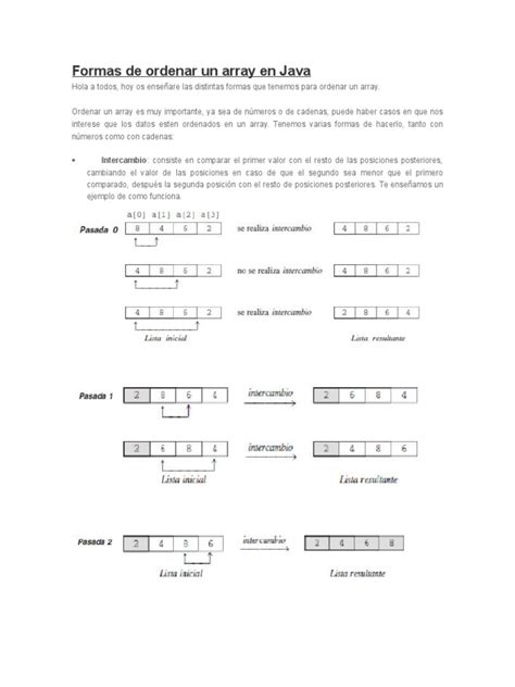 Formas De Ordenar Un Array En Java Pdf Java Lenguaje De