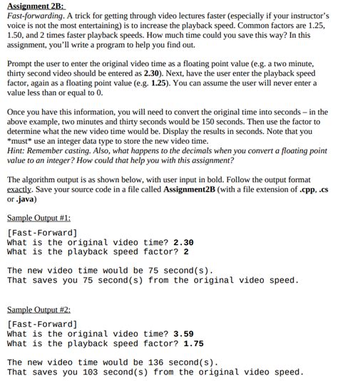 Solved Assignment 2b Fast Forwarding A Trick For Getting
