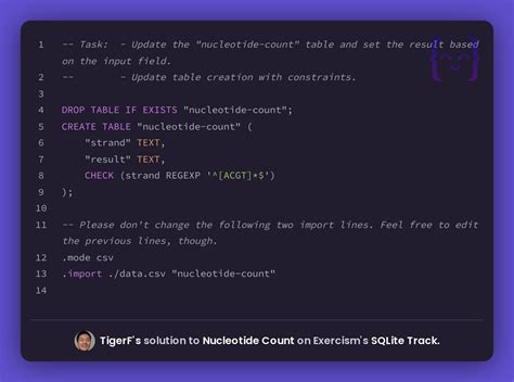 tigerf s solution for nucleotide count in sqlite on exercism