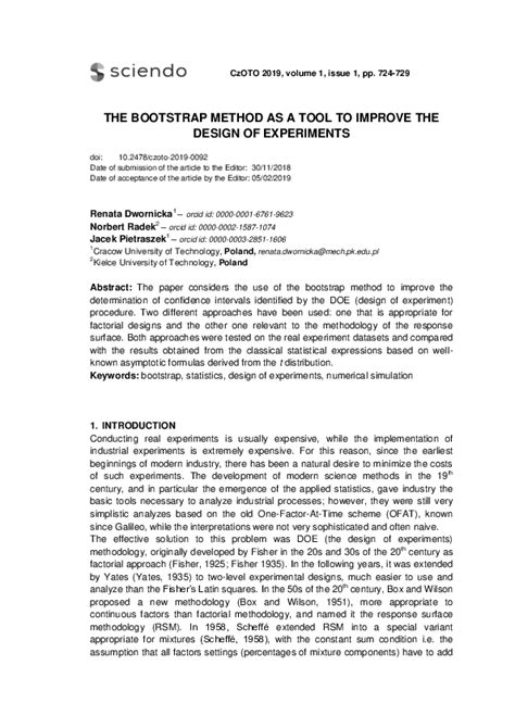 pdf the bootstrap method as a tool to improve the design of